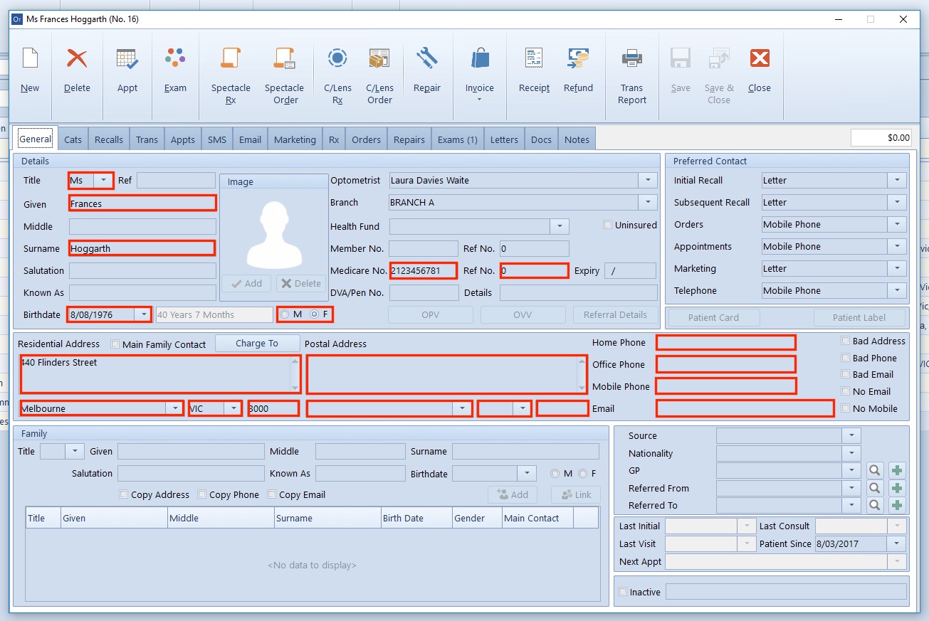 What information is transferred to Oculo from Optomate Touch when ...